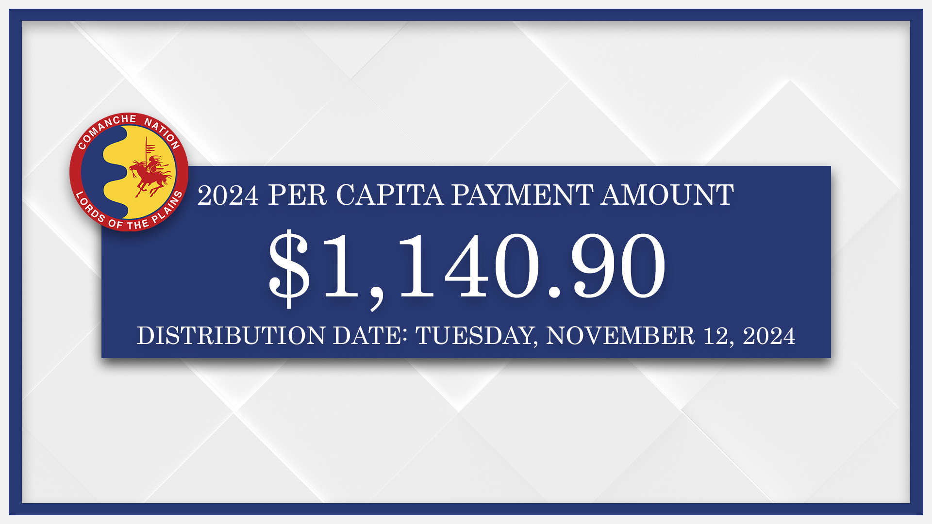 2024 Per Capita Payment Amount | Comanche Nation, Oklahoma