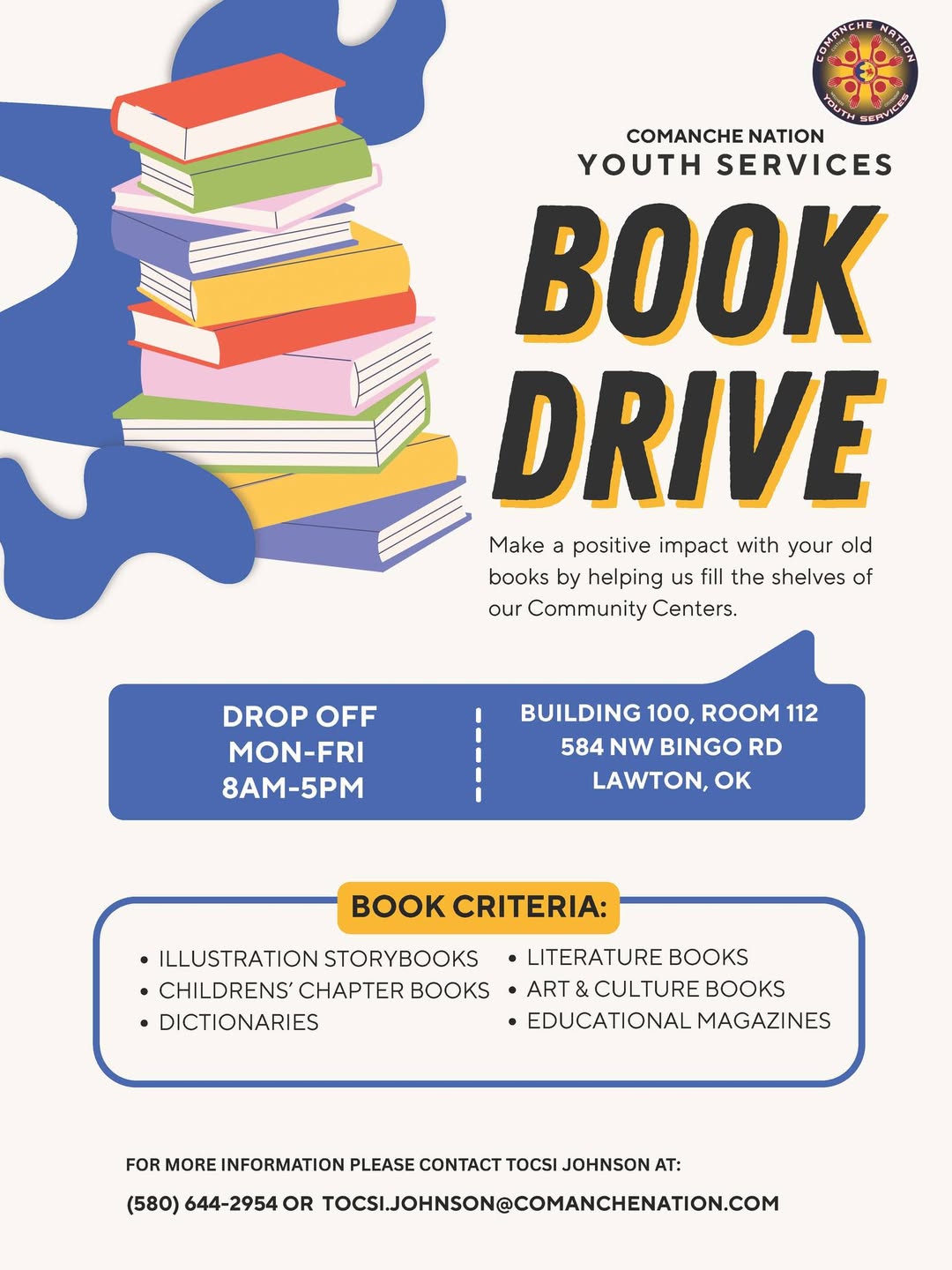Youth Services Book Drive | Comanche Nation, Oklahoma