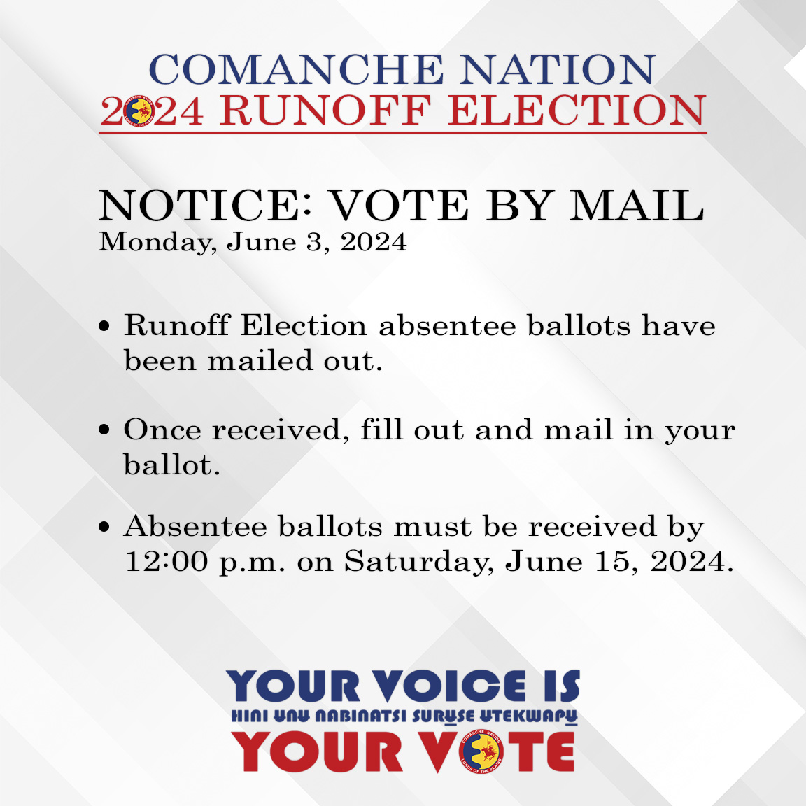 NOTICE: VOTE BY MAIL | Comanche Nation, Oklahoma