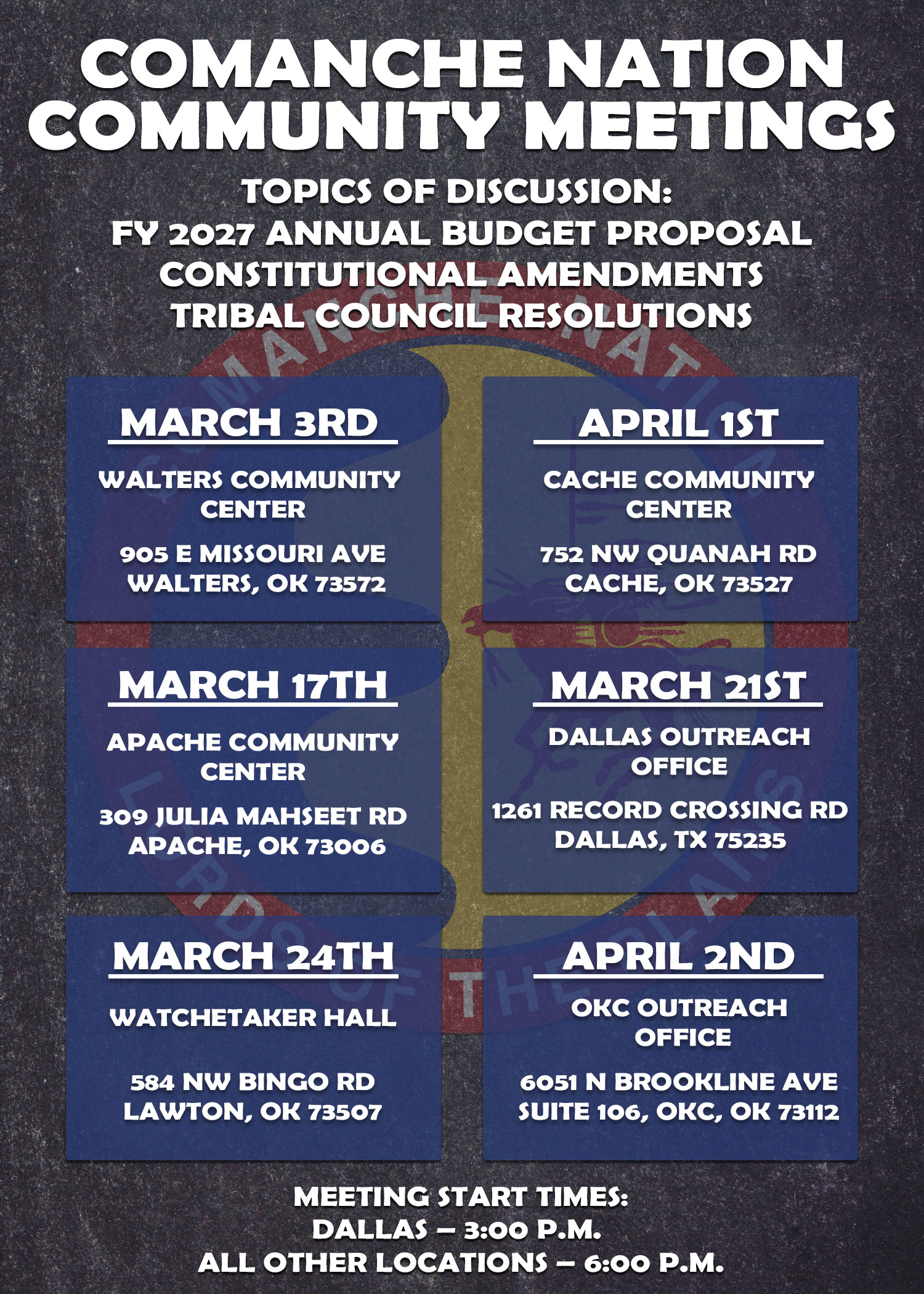 Comanche Nation Community Meetings – March & April 2026 | Comanche ...