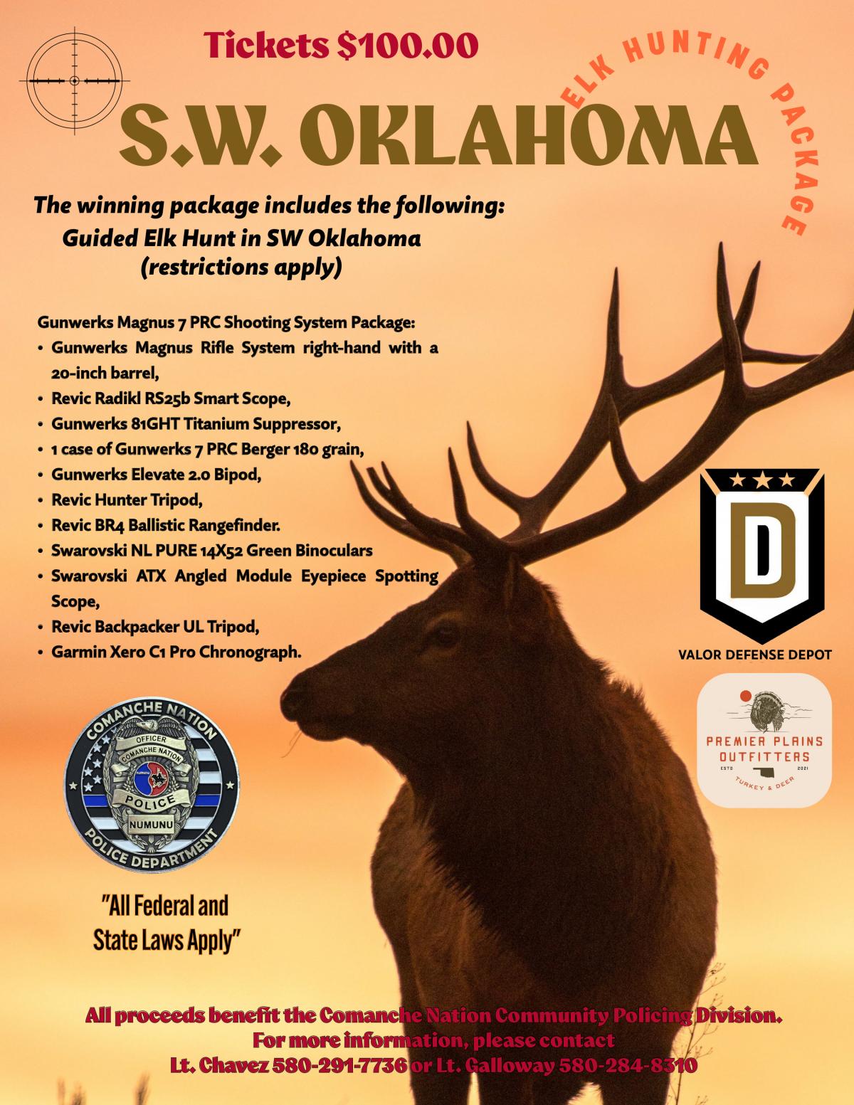 SW Oklahoma Elk Hunting Package Raffle | Comanche Nation, Oklahoma