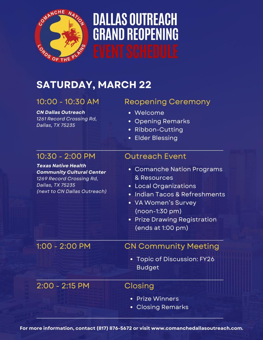 Dallas Outreach Grand Reopening | Comanche Nation, Oklahoma